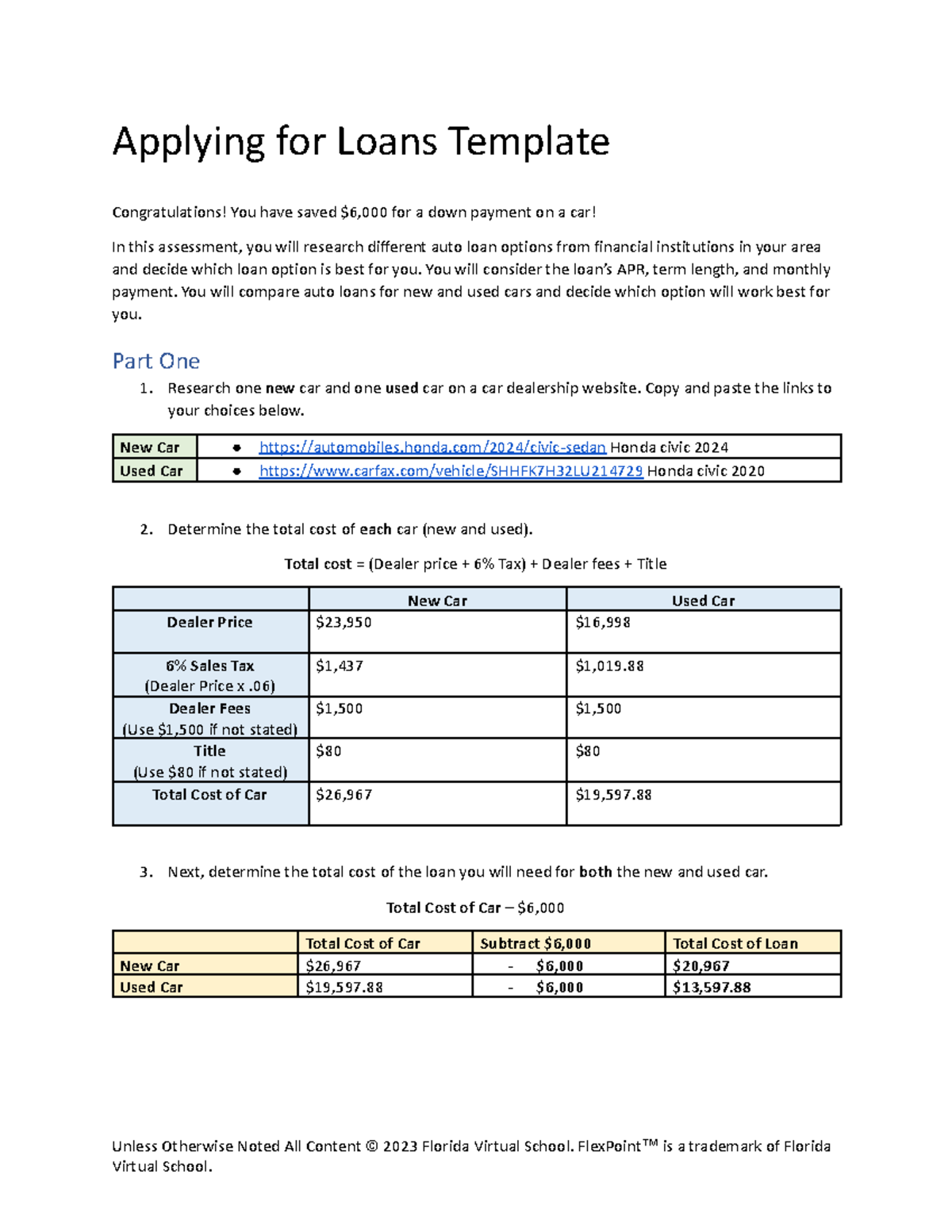 Applying for loans assessment - Applying for Loans Template Congratulations! You have saved ...