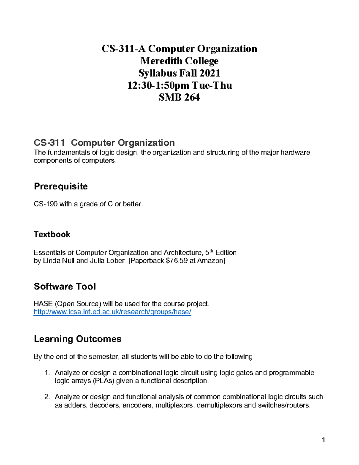 CS-311 Syllabus Fall 21 - CS-311-A - Studocu