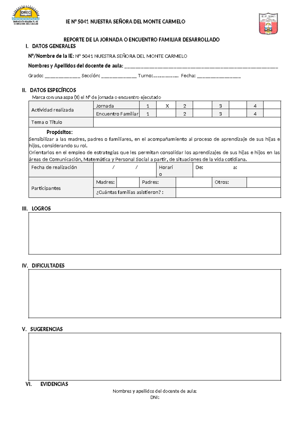 informe de encuentros con padres de familia - IE N° 5041 NUESTRA SEÑORA ... informe de encuentros con padres de familia - IE N° 5041 NUESTRA SEÑORA ...