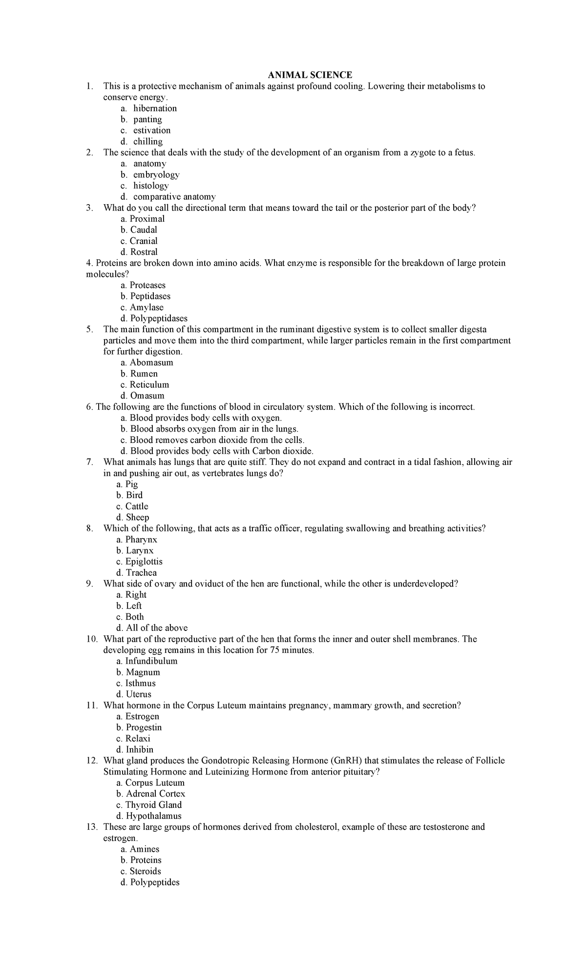 ALE-Refresher-An Sci - Animal Science - ANIMAL SCIENCE This is a ...