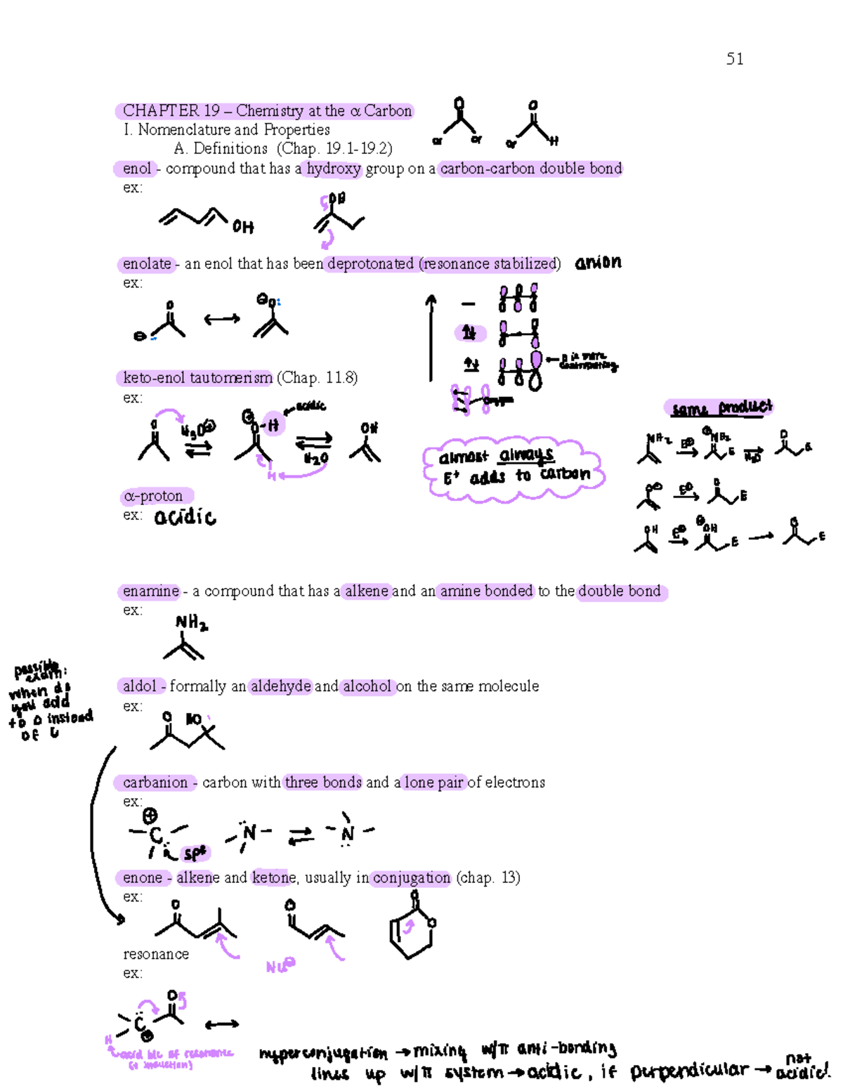 Alpha Carbon - CHAPTER 19 – Chemistry at the a Carbon I. Nomenclature ...