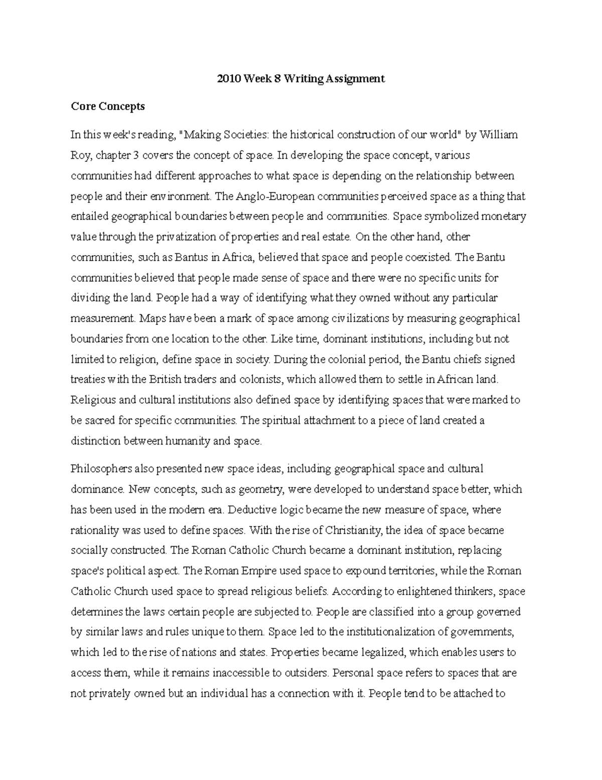 2010 Week 8 Writing Assignment - 2010 Week 8 Writing Assignment Core ...