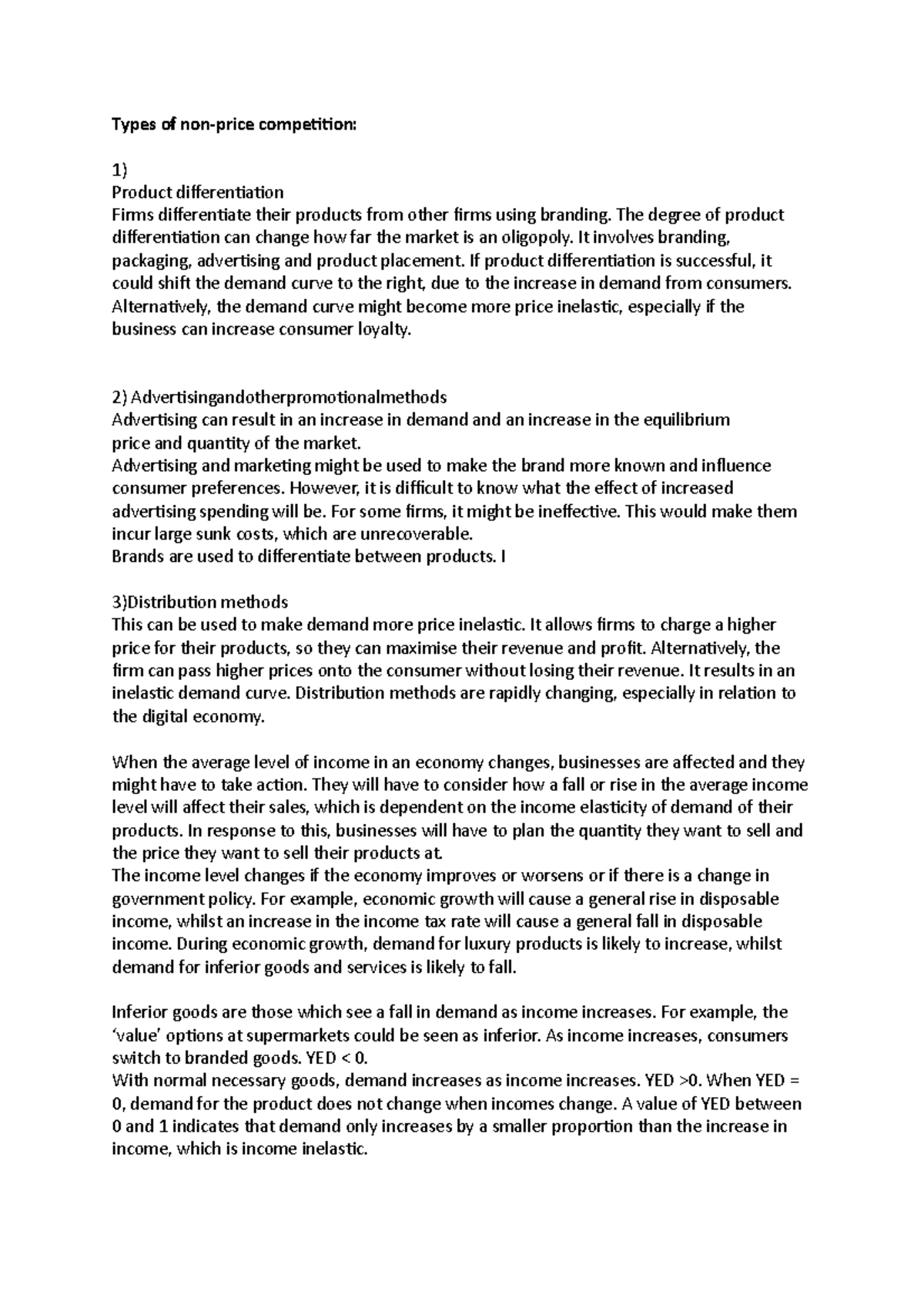 Types of non price competitio - Types of non-price competition: Product ...