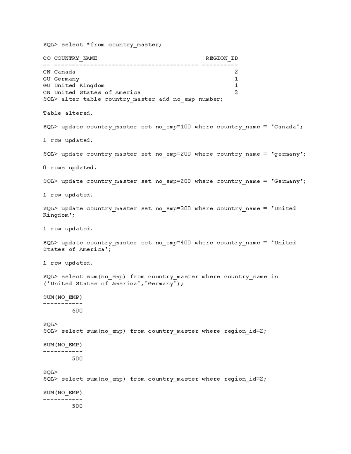 Countury-master - Countury-master - SQL> select *from country_master ...