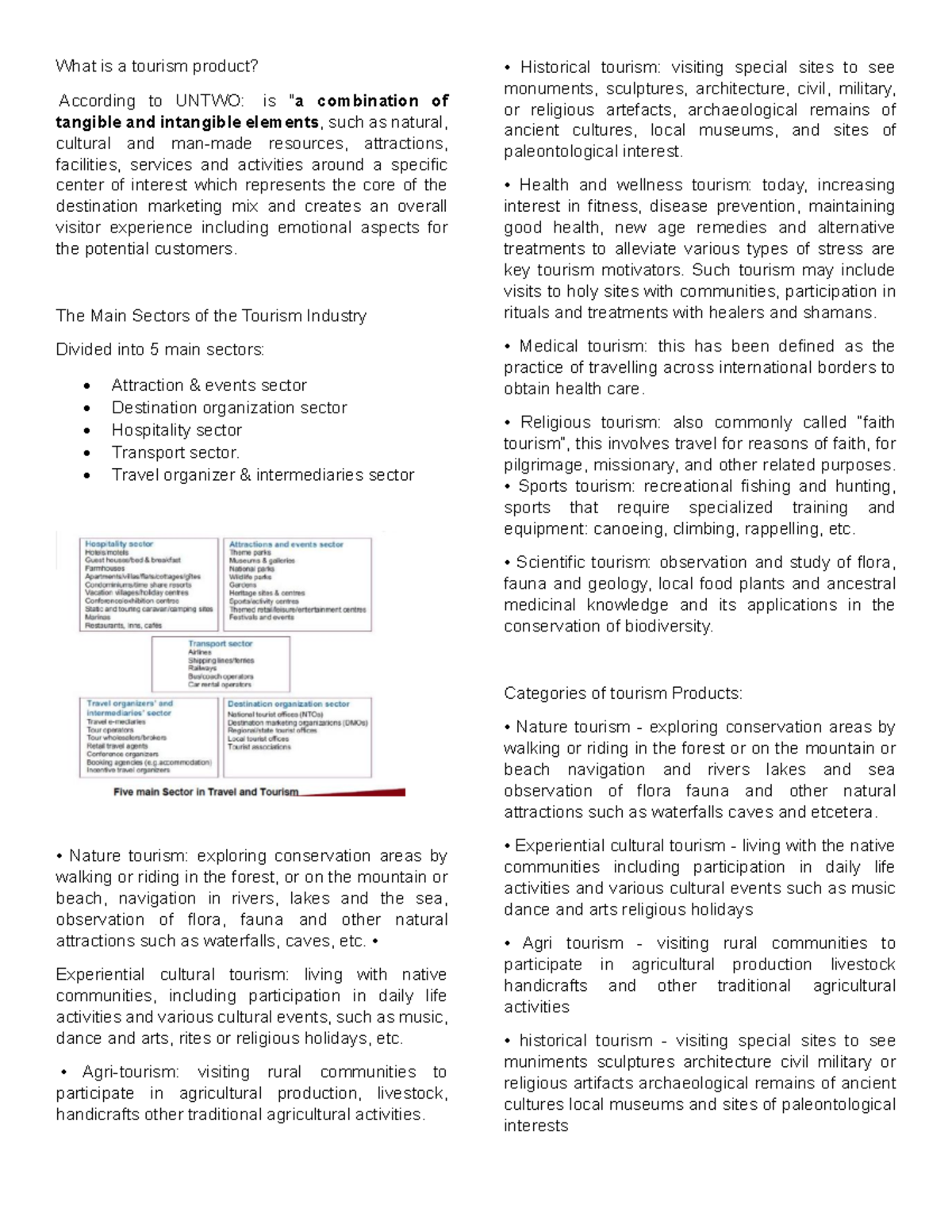 TPPD Notes - What is a tourism product? According to UNTWO: is "a ...