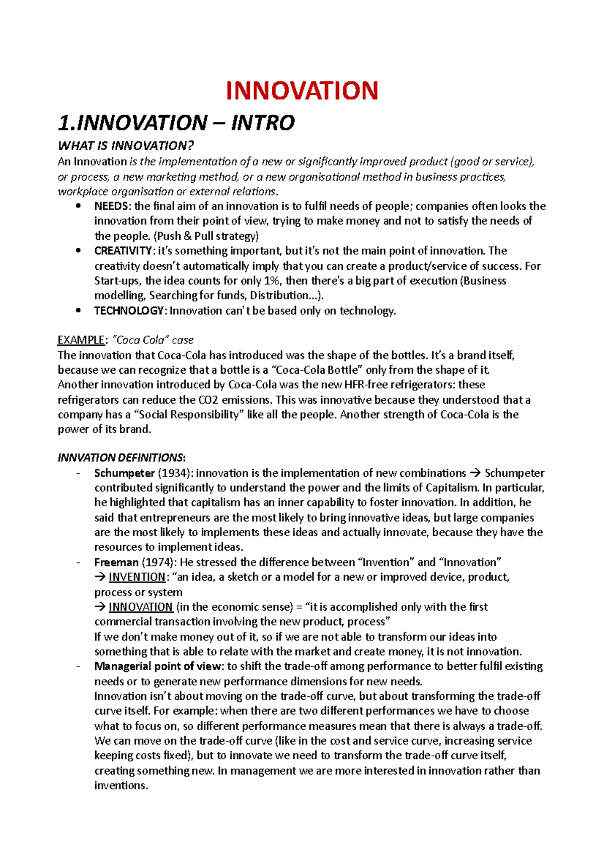 Innovation's Lectures - INNOVATION 1 – INTRO WHAT IS INNOVATION? An ...