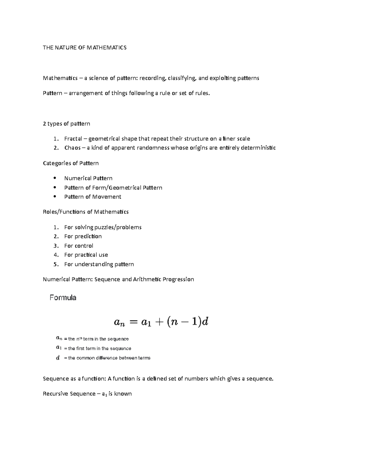 THE Nature OF Mathematics - THE NATURE OF MATHEMATICS Mathematics – a ...