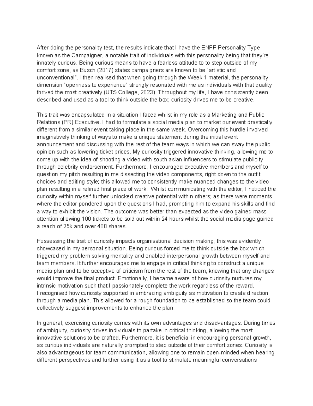 Skills Development Portfolio - After doing the personality test, the ...