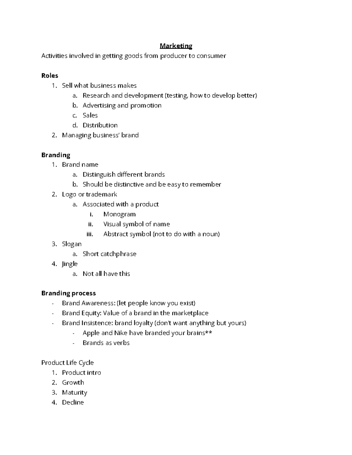 Marketing Notes - Gr10 Business - Marketing Activities involved in ...