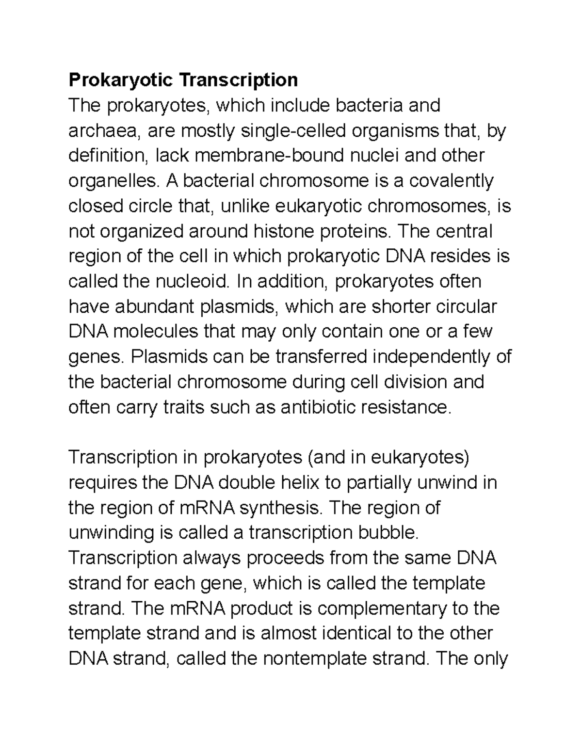 BIOL 1345 Module 13 Prokaryotic Transcription - Prokaryotic ...