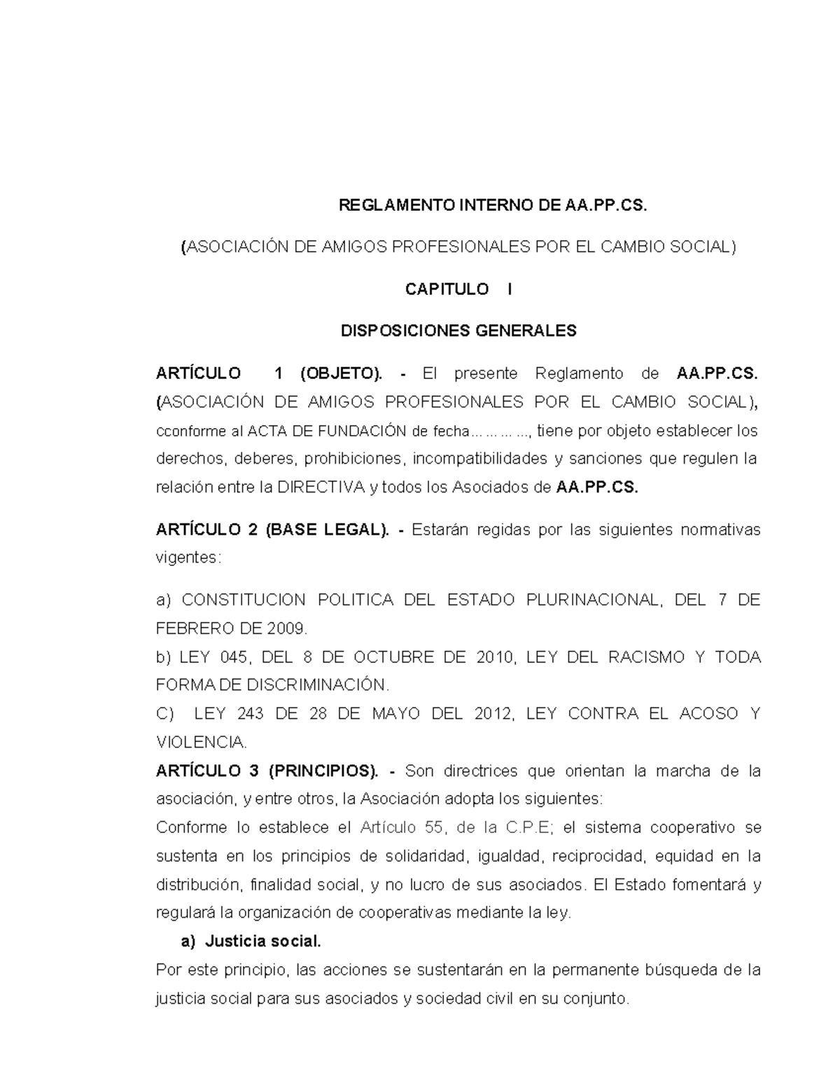 Reglamento Interno - Asociacion AA.PP.CS - REGLAMENTO INTERNO DE AA.PP ...