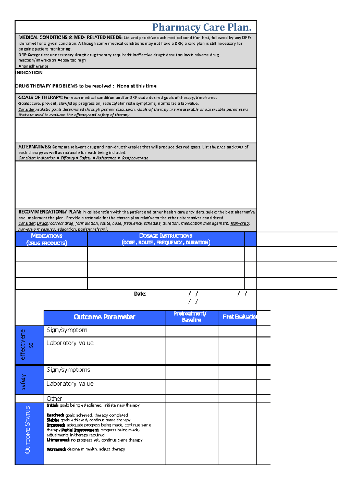 Pharmacy Care Plan - pharmaceutical - Pharmacy Care Plan. MEDICAL ...