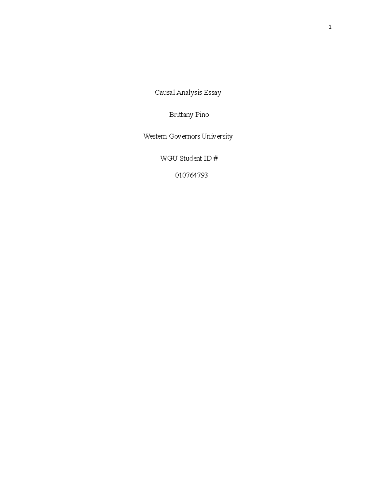 Causal Analysis Essay Task 3 - Causal Analysis Essay Brittany Pino ...