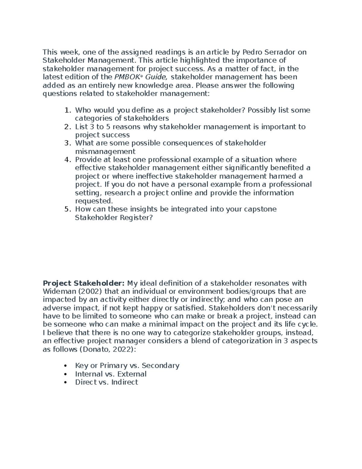 Stakeholder Management - This article highlighted the importance of ...