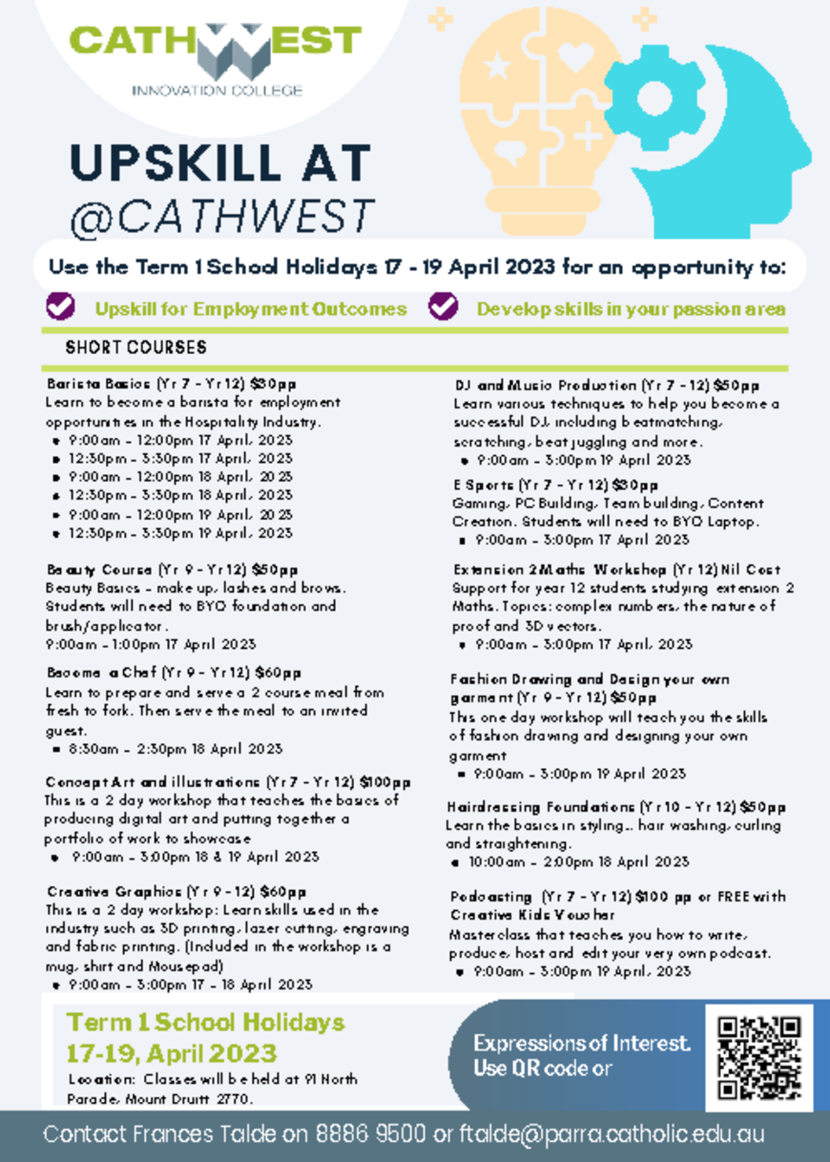 Upskilling Flyer Term 1 2023 - Use the Term 1 School Holidays 17 - 19 ...