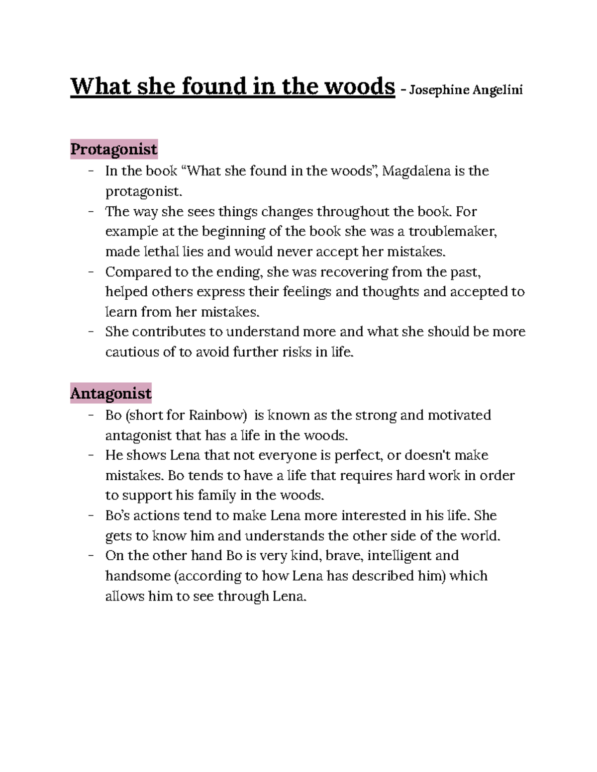 Independent Novel Study Notes Anuhya - What she found in the woods ...