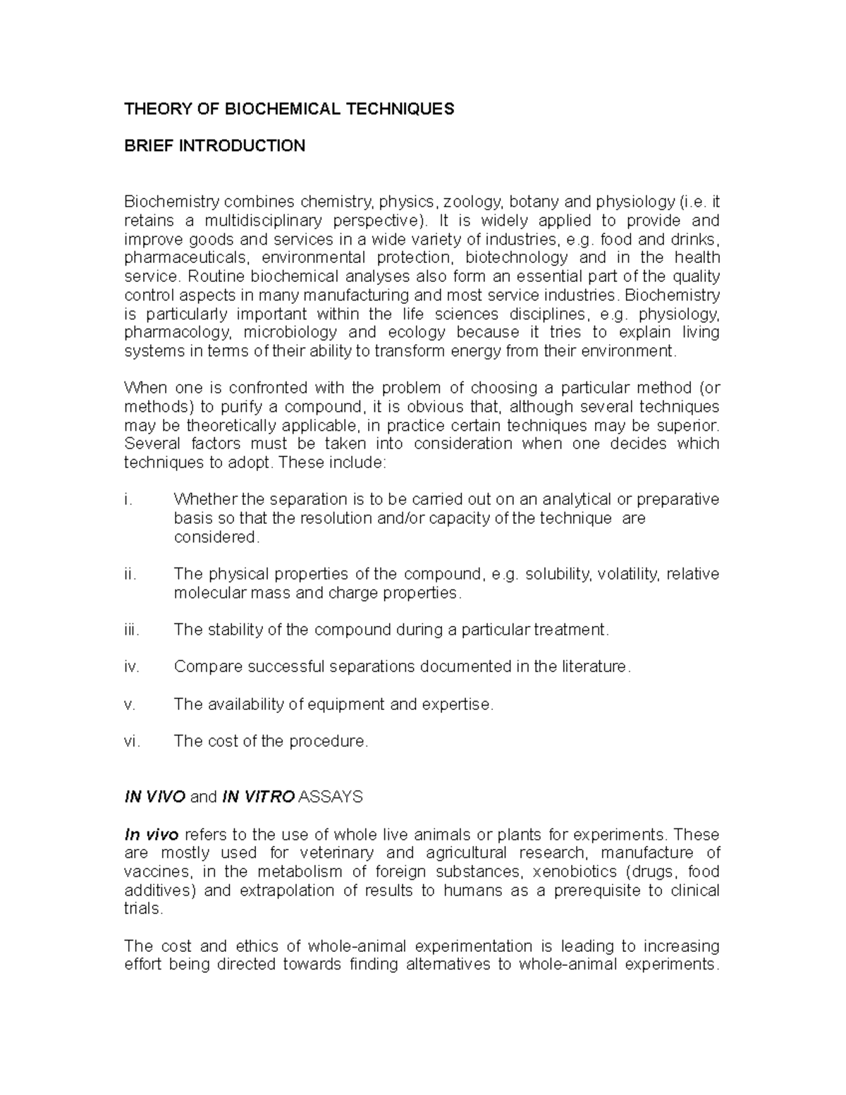 Theory of Biochemical Techniques - THEORY OF BIOCHEMICAL TECHNIQUES ...