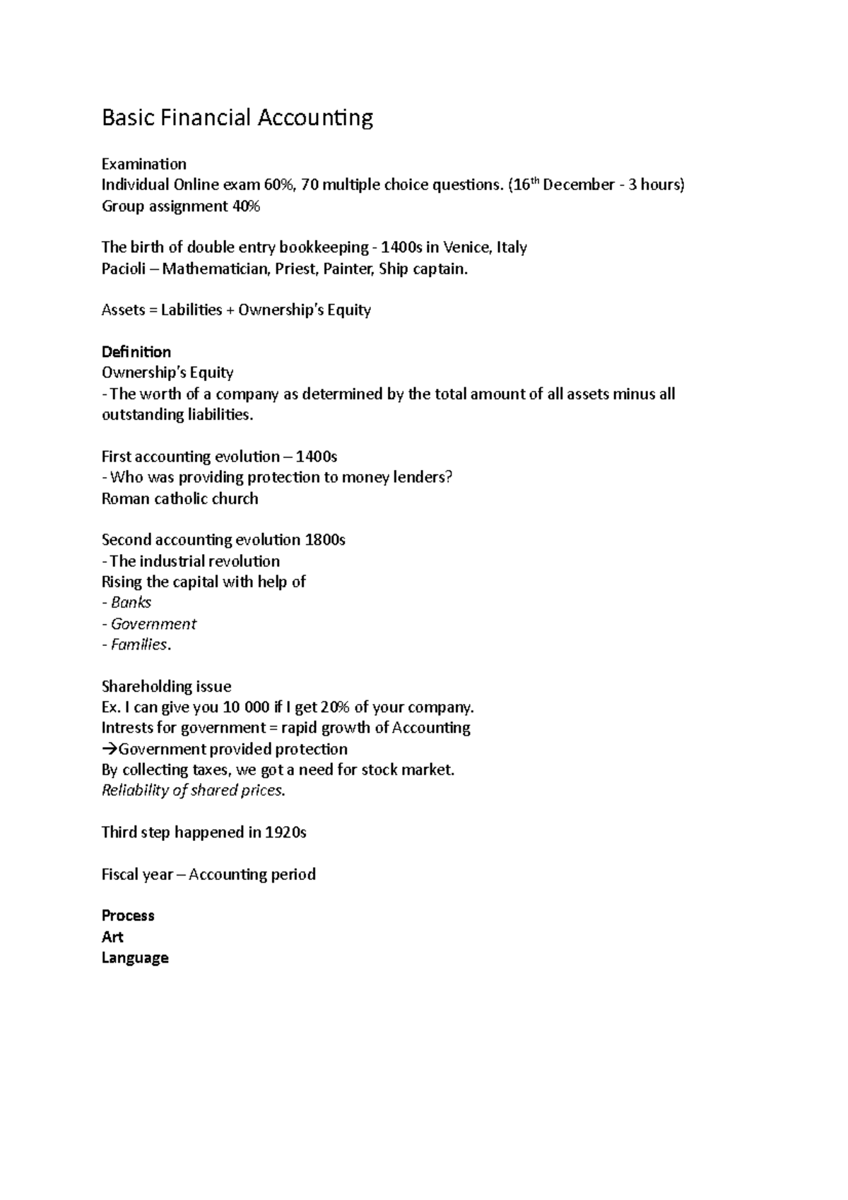 Basic Financial Accounting - Basic Financial Accounting Examination ...