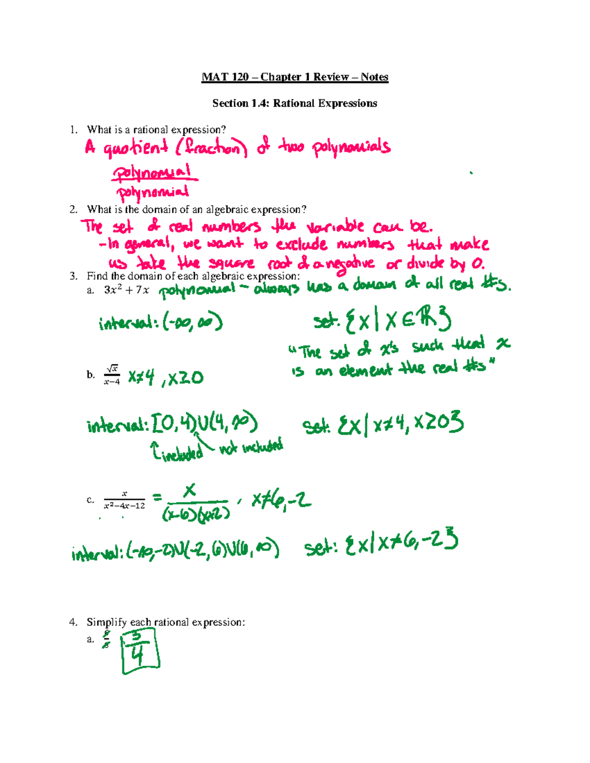 MAT 120 - Notes - Chapter 1 Review - Key - MAT 120 – Chapter 1 Review ...