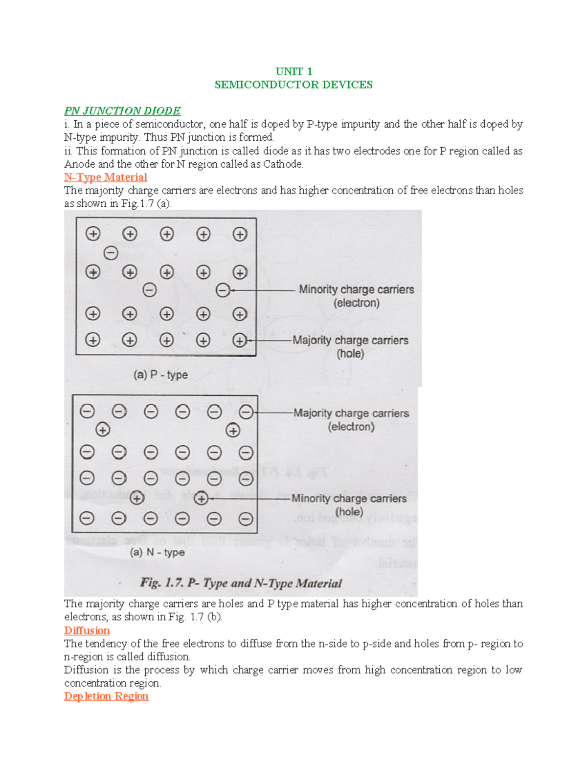 EC3353-EDC 5 Units Notes - UNIT 1 SEMICONDUCTOR DEVICES PN JUNCTION ...