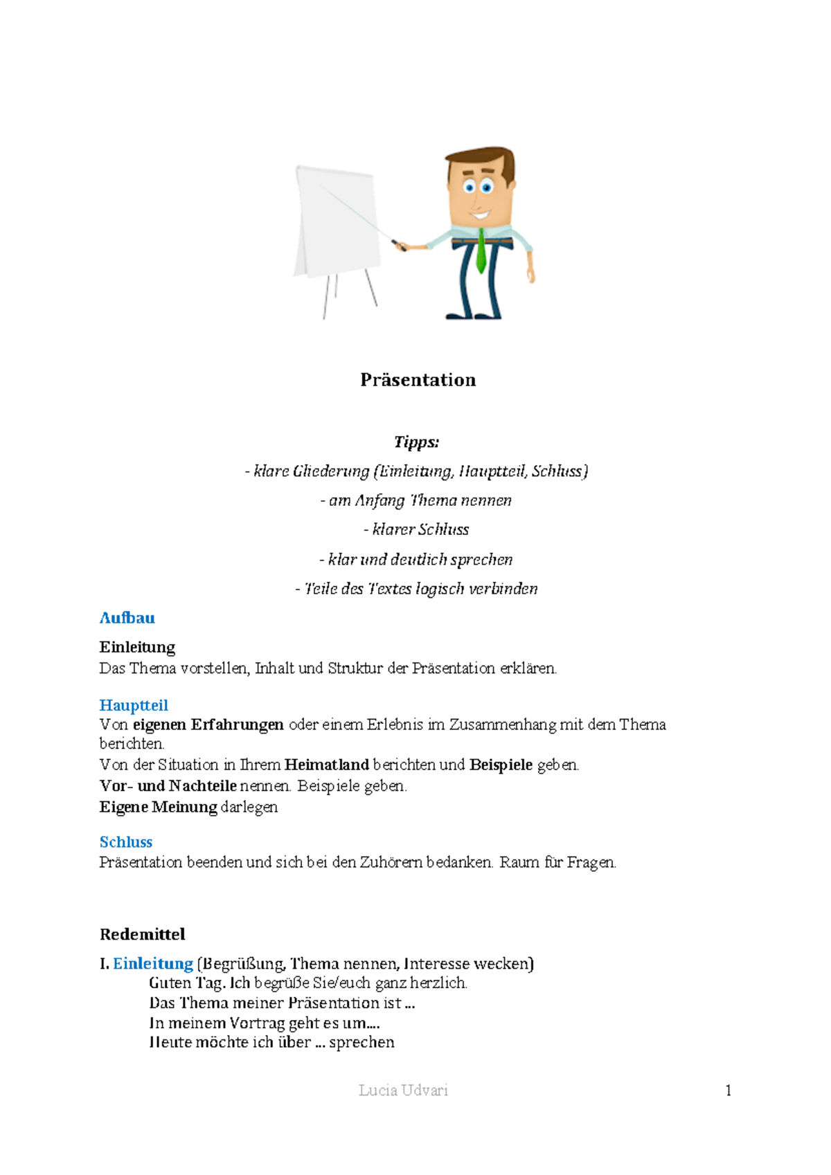 Redemittel Präsentation - Lucia Udvari 1 Präsentation _Tipps ...