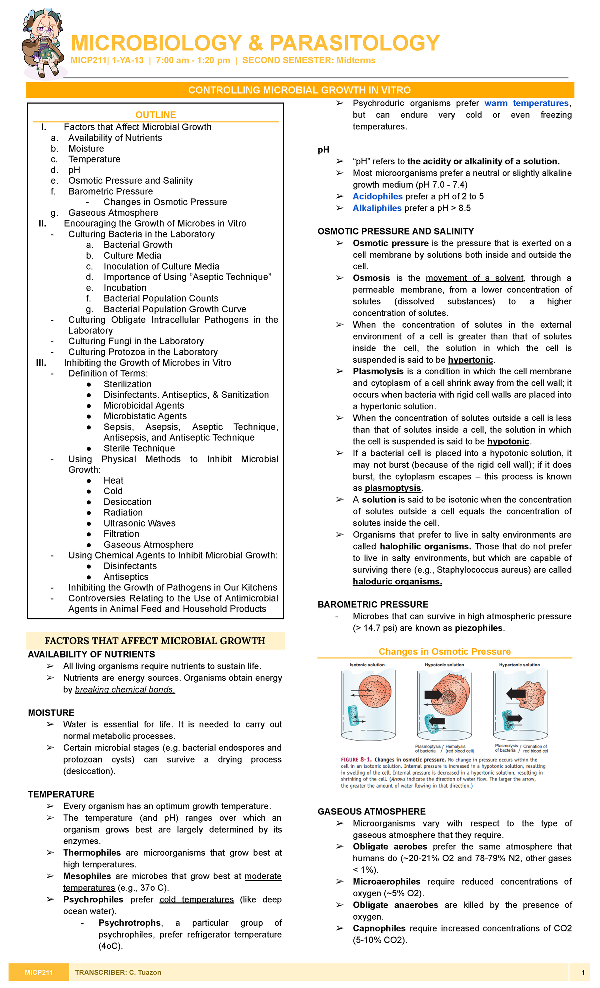 MICP -Topic-1-Midterms-1 - MICROBIOLOGY & PARASITOLOGY MICP211| 1-YA-13 | 7:00 am - 1:20 pm ...