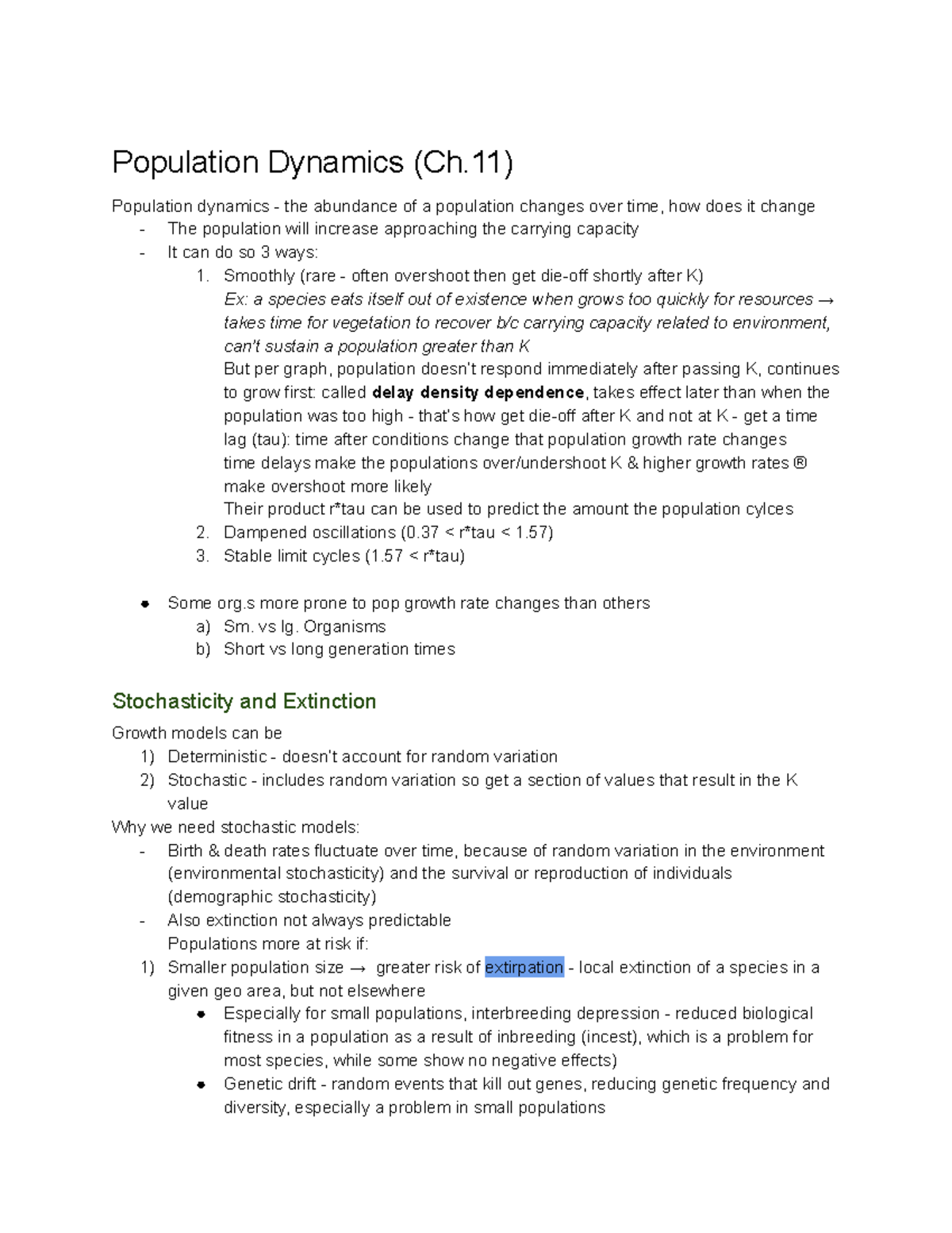 Ecology Unit 3 - lecture and textbook notes - Population Dynamics (Ch ...
