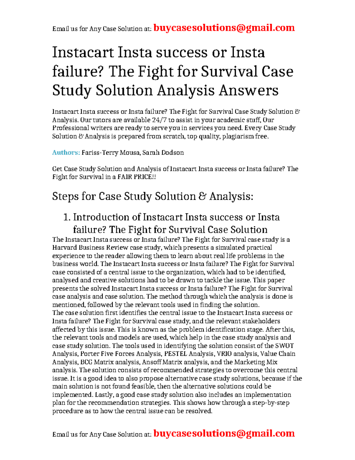 Case Solution Instacart Insta success or Insta failure The Fight for ...