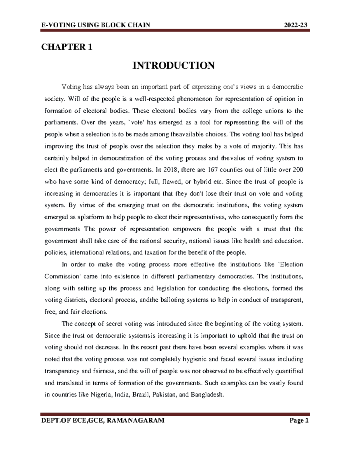 Technical Seminar Report (E- Voting) - CHAPTER 1 INTRODUCTION Voting ...