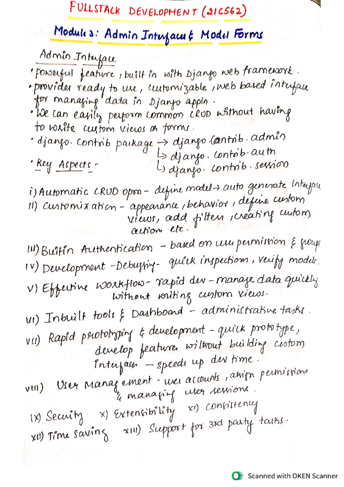 Fsd Mod3 Notes Fullstack Development 21cs62 Module 3 Admin Interfaces E Model Forms Admin