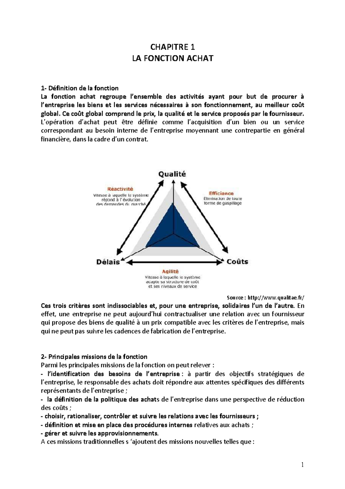 La fonction achat - Warning: TT: undefined function: 32 CHAPITRE 1 LA FONCTION ACHAT 1 ...