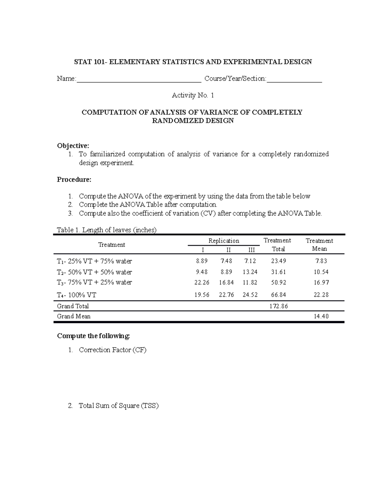 Activity-1 - see that - STAT 101- ELEMENTARY STATISTICS AND ...