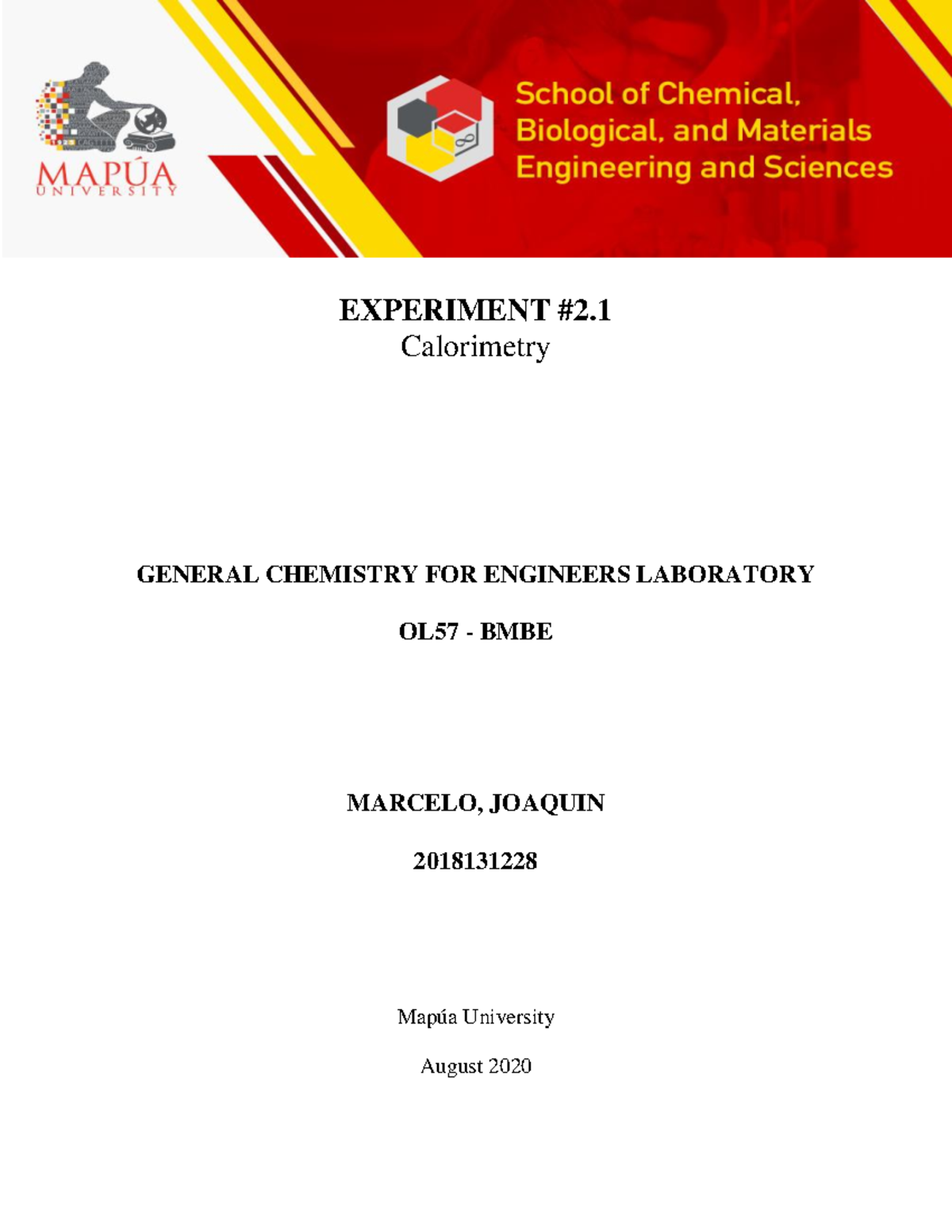 Experiment 21 Report Form Warning Tt Undefined Function 32 Experiment 2 Calorimetry