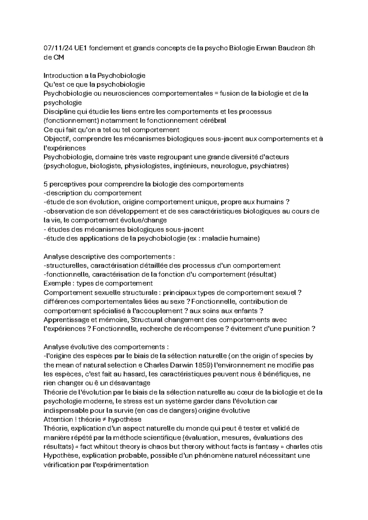 Cours E. Baudron - 07/11/24 UE1 fondement et grands concepts de la ...