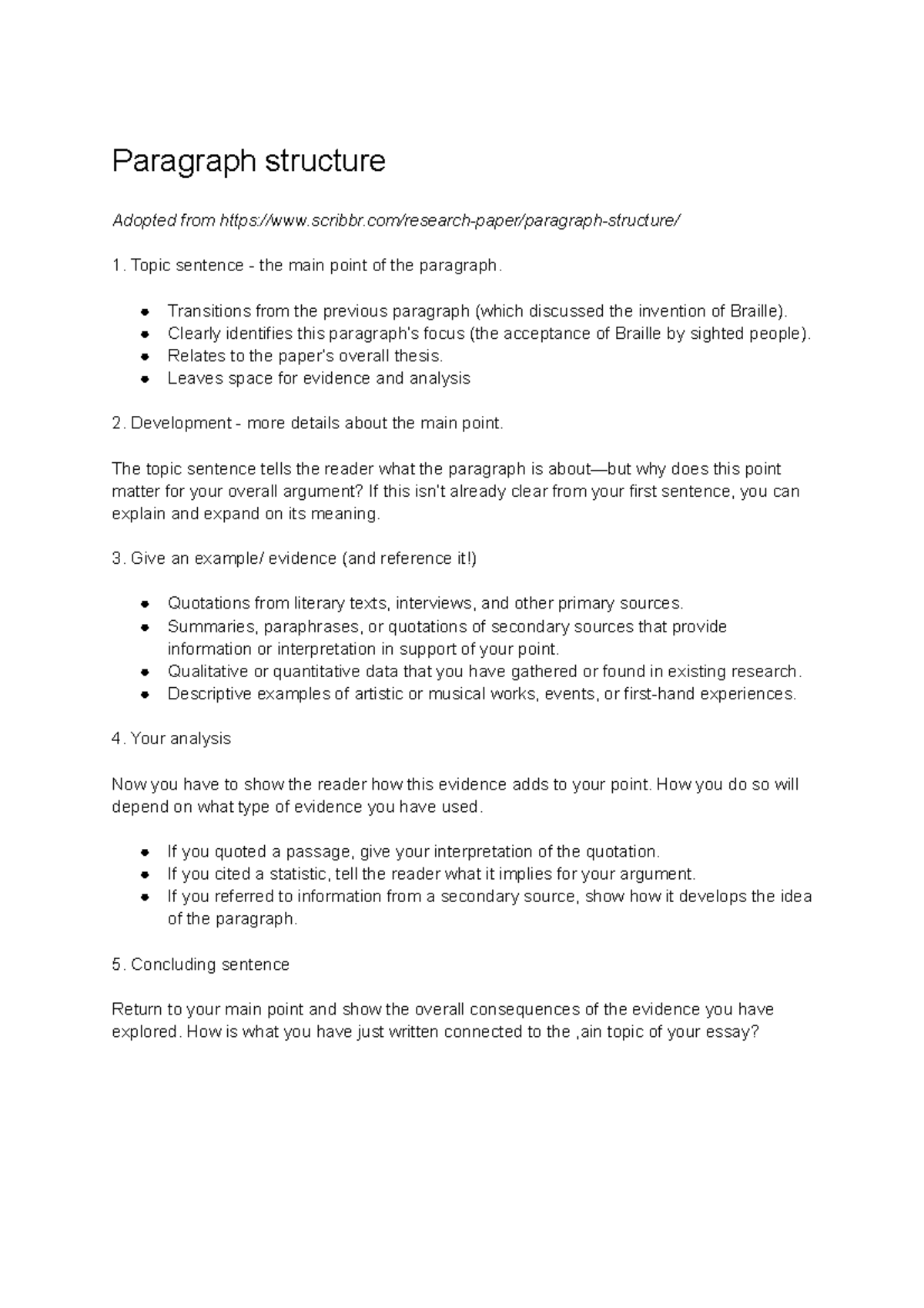 Paragraph structure Katya Eagles - Paragraph structure Adopted from ...