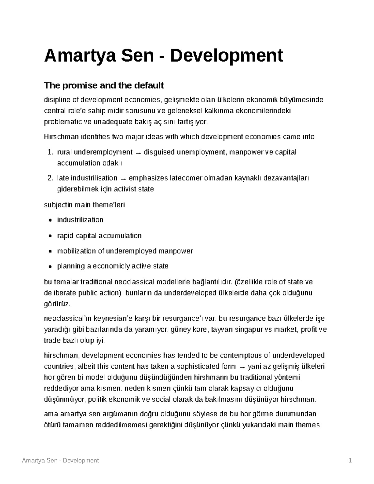 Amartya Sen - Development - Hirschman identifies two major ideas with ...