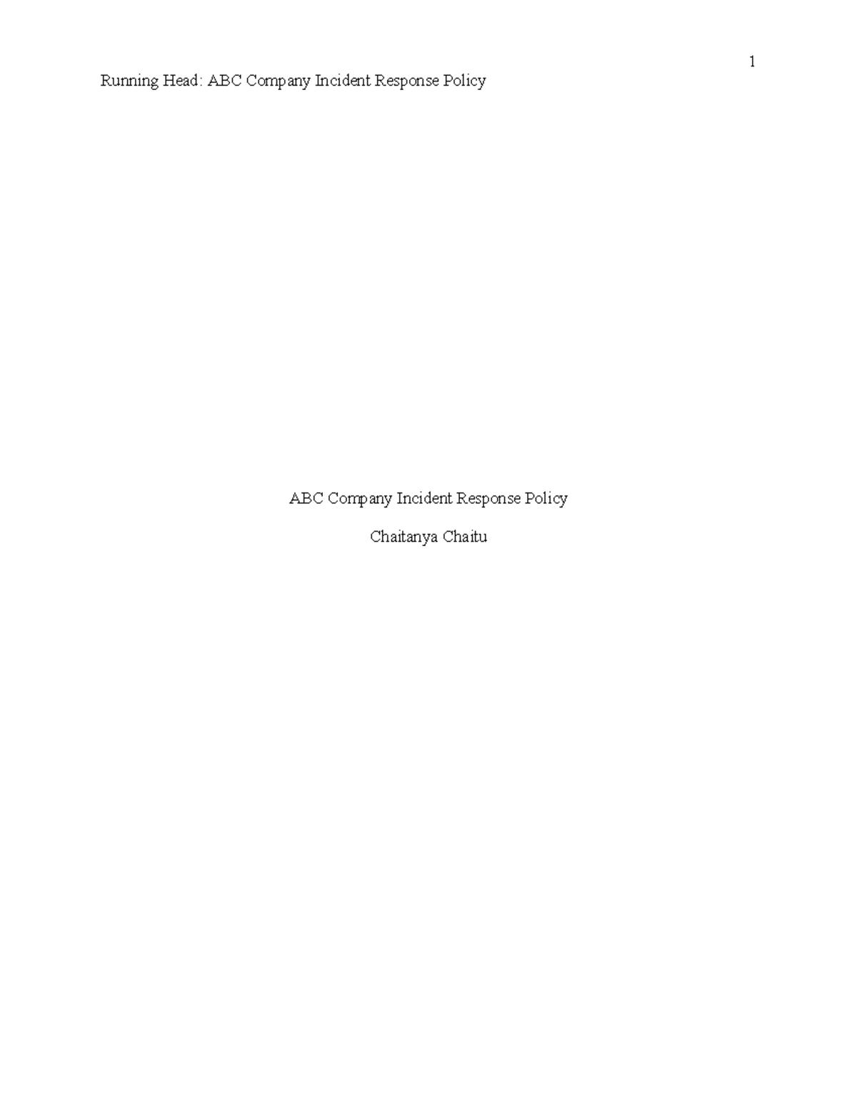 ABC Response Policy - Weekly assignment - Running Head: ABC Company ...