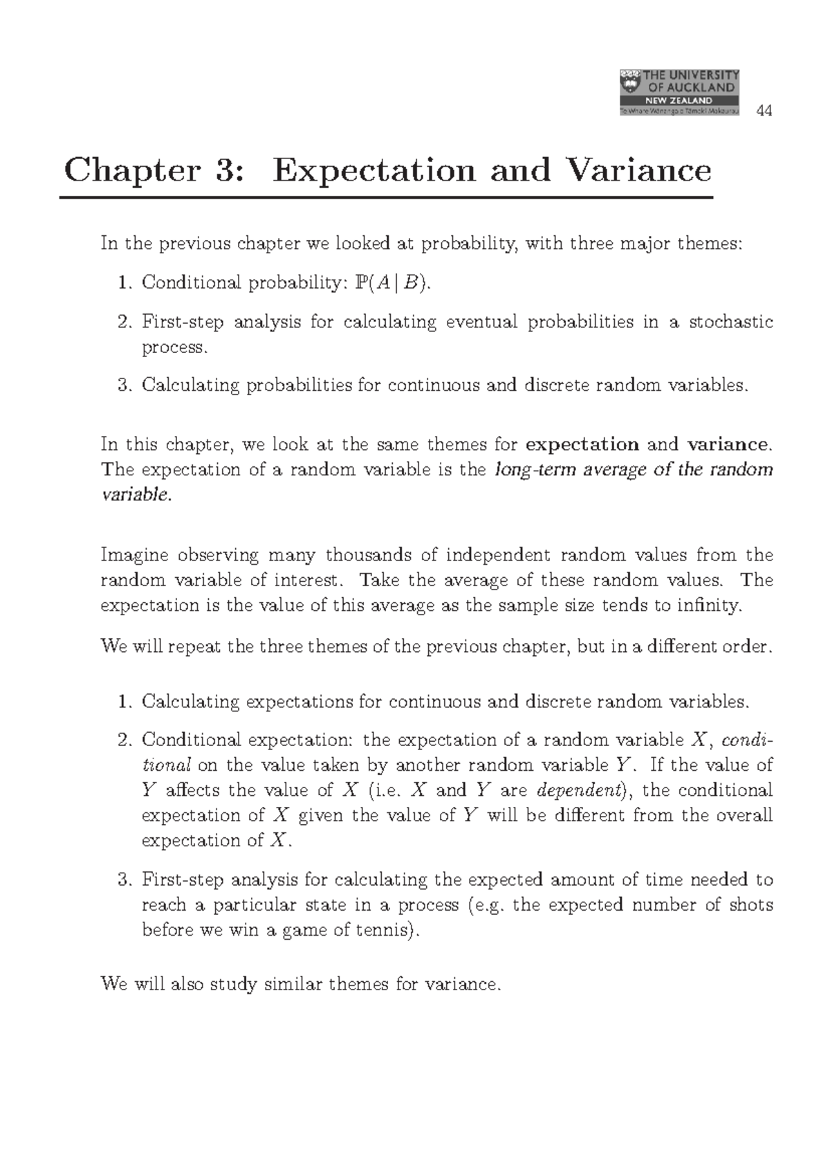 Ch3 statistics lecture notes - Chapter 3: Expectation and Variance In ...