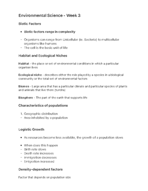Environmental Science Food chains - Week 4 - Large area that has a ...