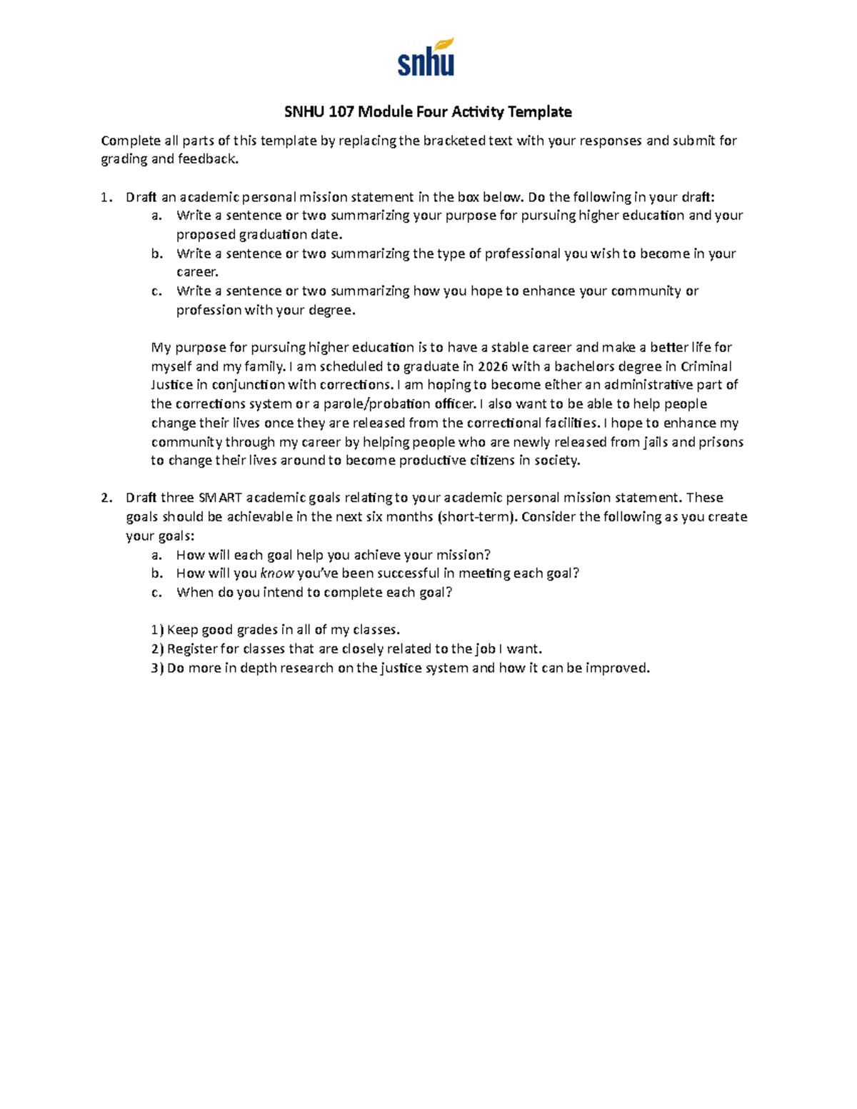 Module 4 Template - Hope this helps - SNHU 107 Module Four Activity ...