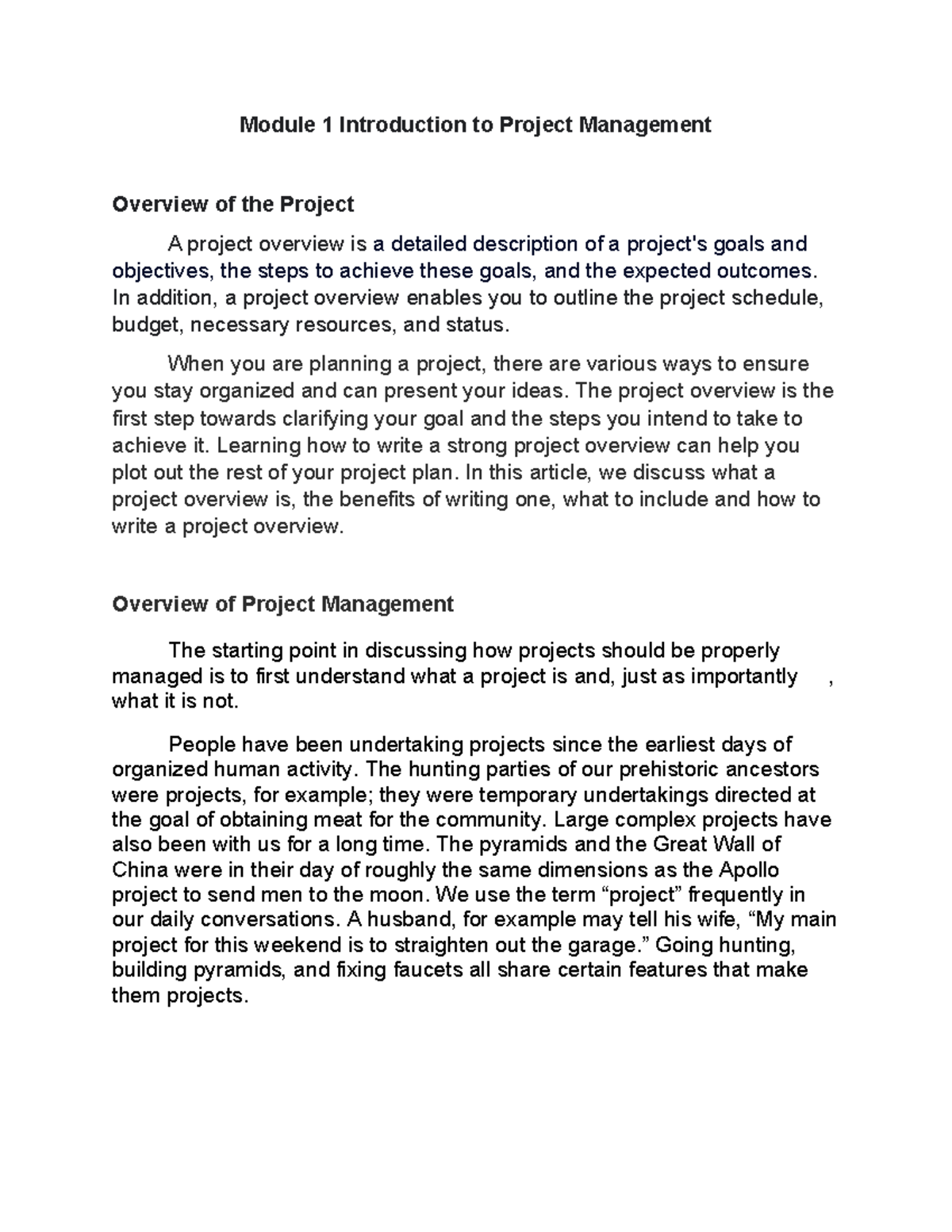 Project- Management Merged - Module 1 Introduction to Project ...