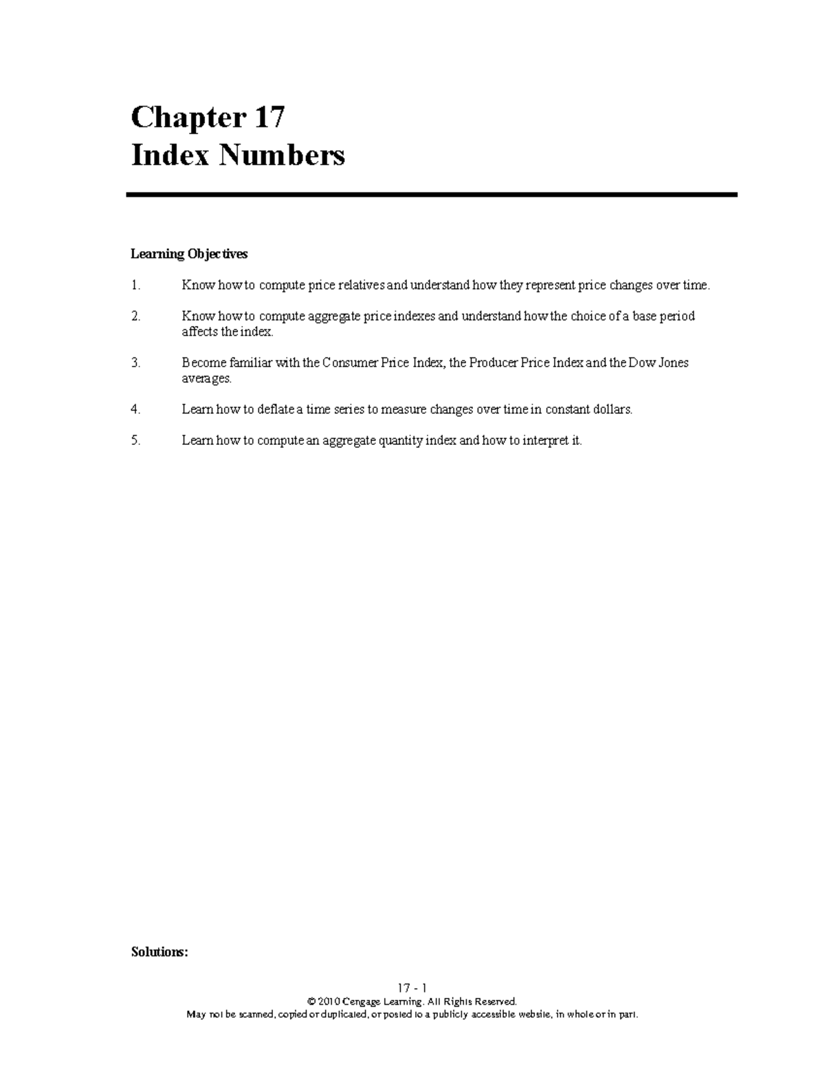 17 SBE11e SM Ch17 - Fabulous - 17 - 1 © 2010 Cengage Learning. All Rights Reserved. Chapter 17 ...