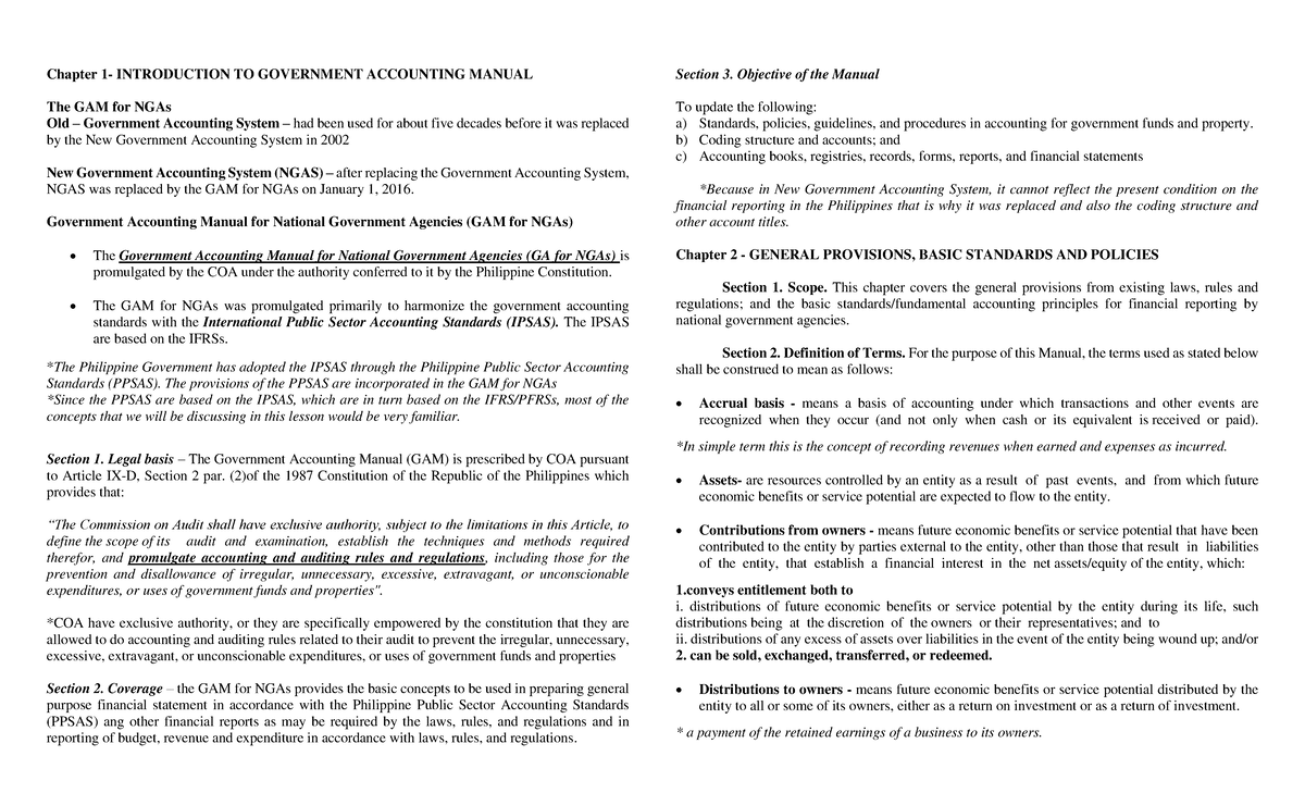 Topic-1 - Notes - Chapter 1- INTRODUCTION TO GOVERNMENT ACCOUNTING ...