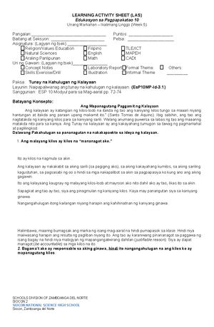 LAS 4 Pagsunod sa batas sa likas na batas moral QA - LEARNING ACTIVITY ...