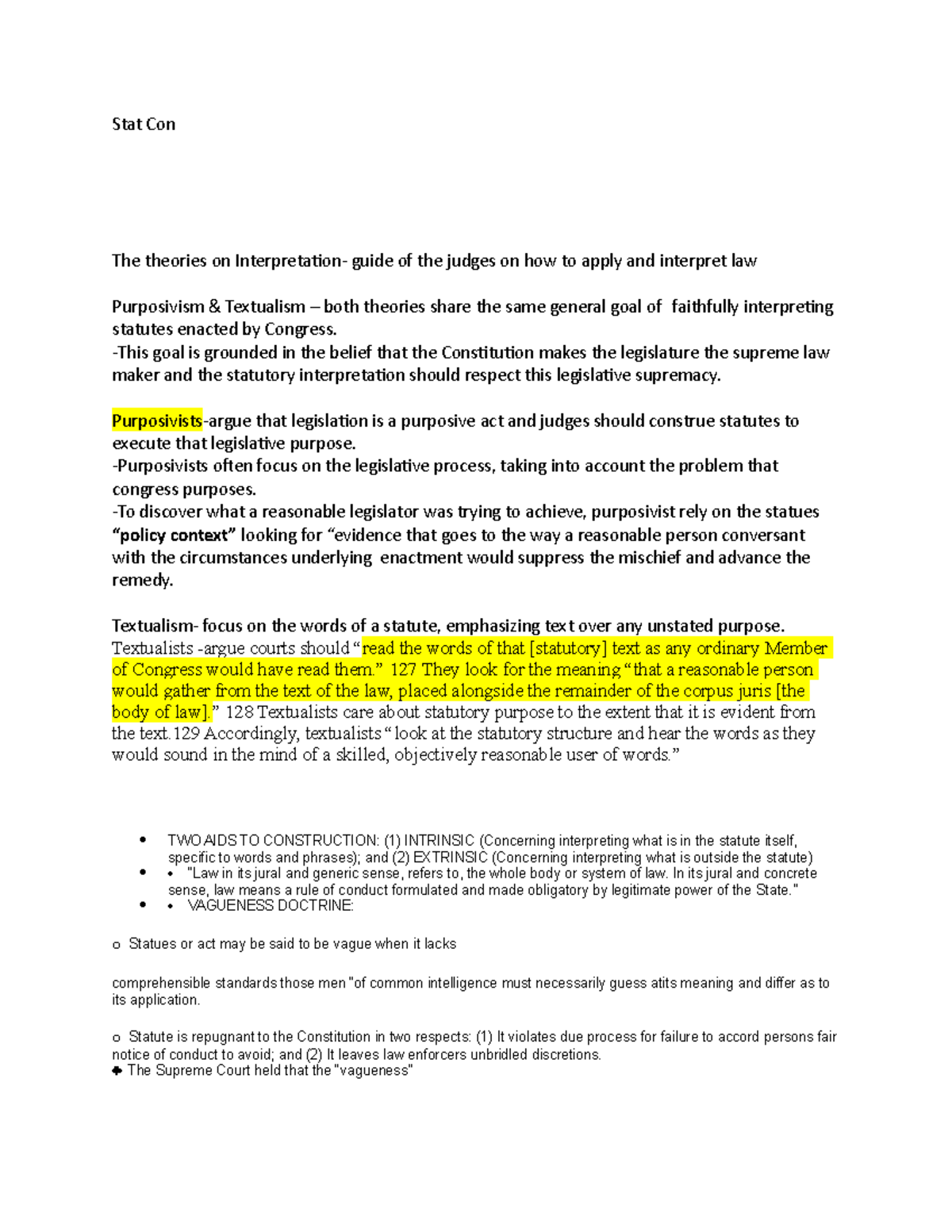 Stat Con - Simple notes - Stat Con The theories on Interpretation ...