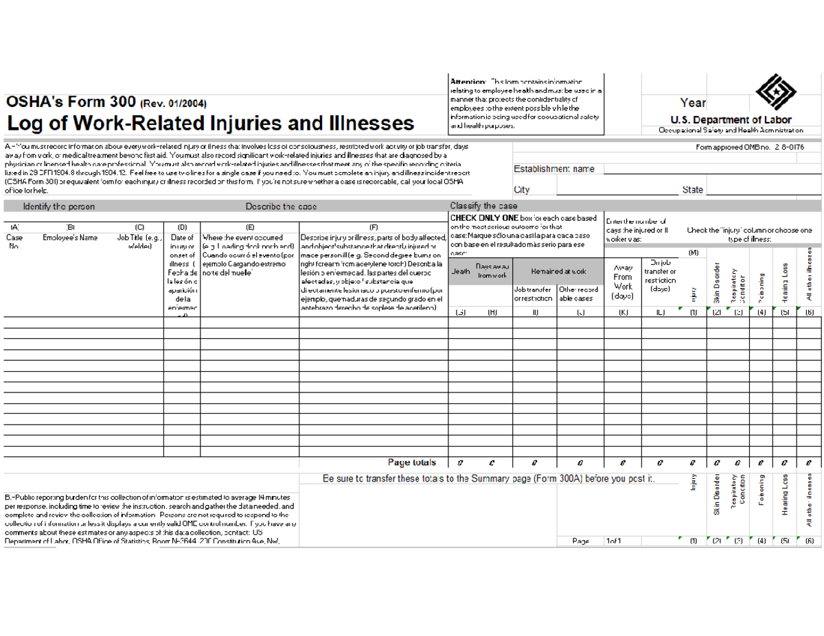 OSHA 300 - ... - Derecho laboral - Studocu