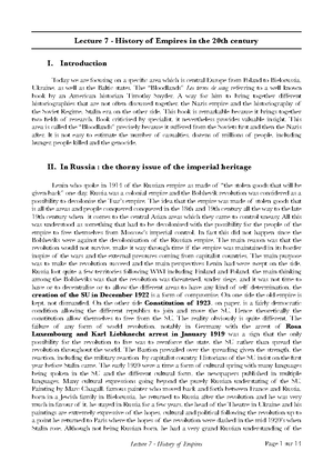 Lecture 10 - History of Empires in the XXth century - Lecture 10 ...