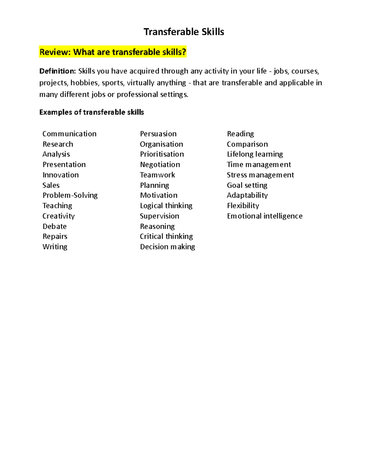 Transferable Skills - Transferable Skills Review: What are transferable ...