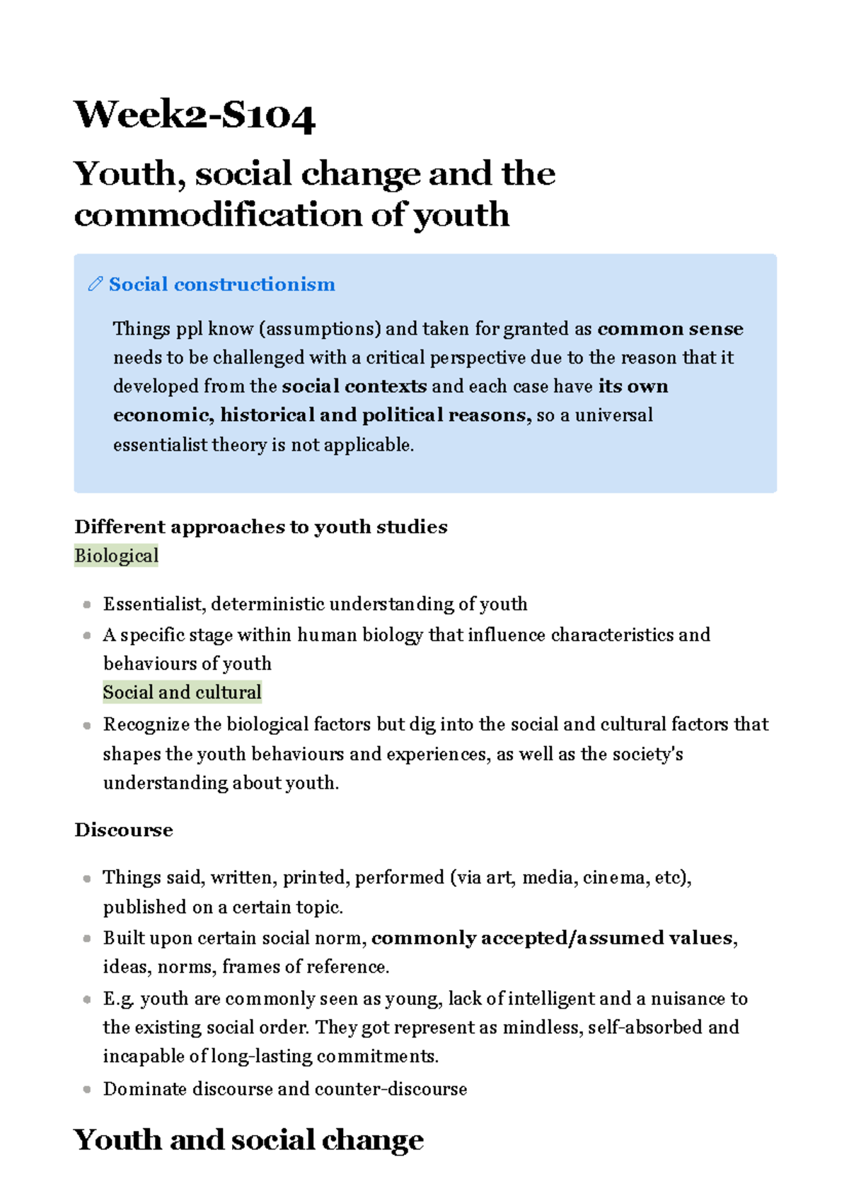 Week2-Youth, social change and the commodification of youth - Week2-S ...