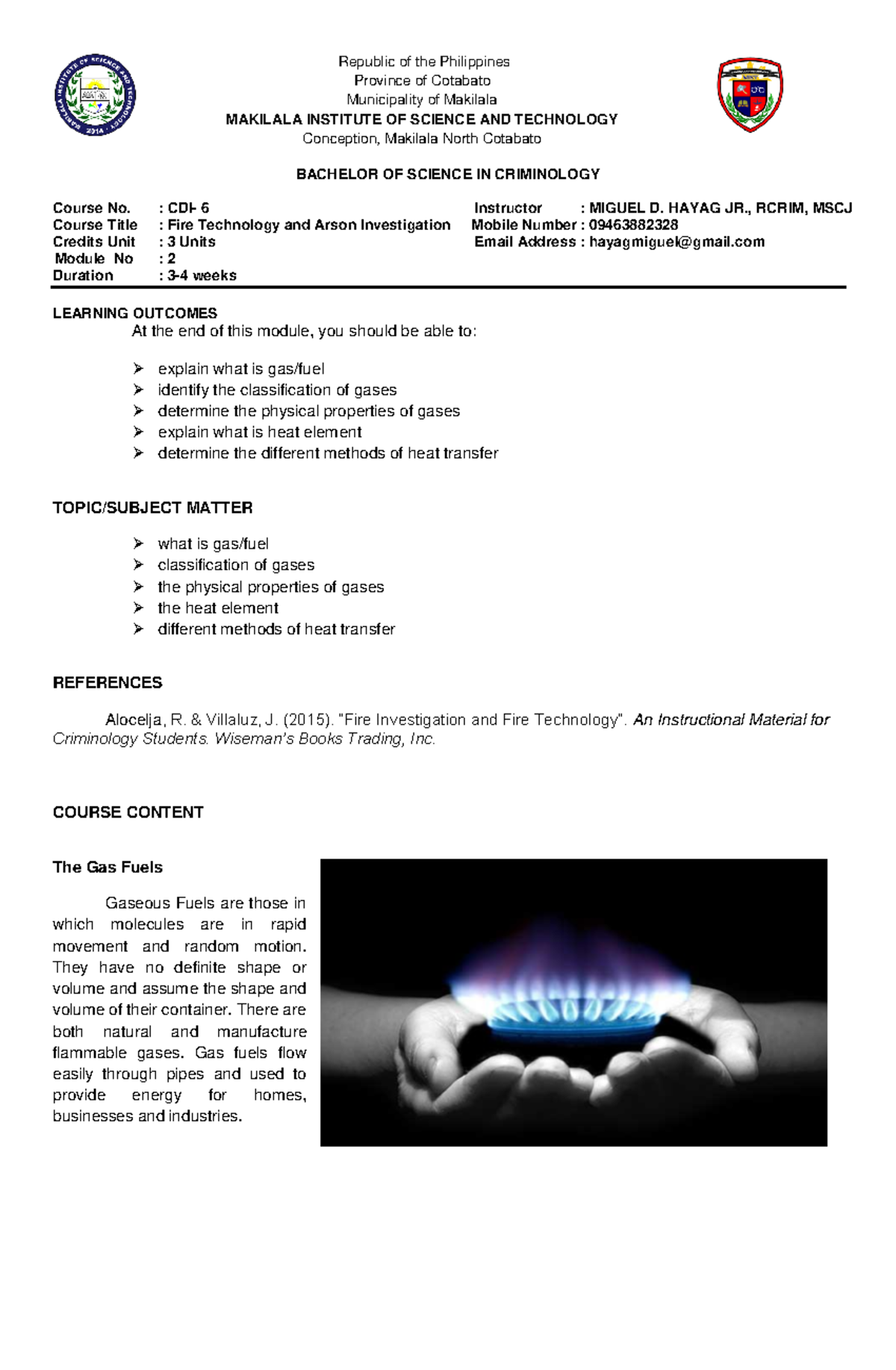 Module - 2 Fire Technology - Republic of the Philippines Province of ...